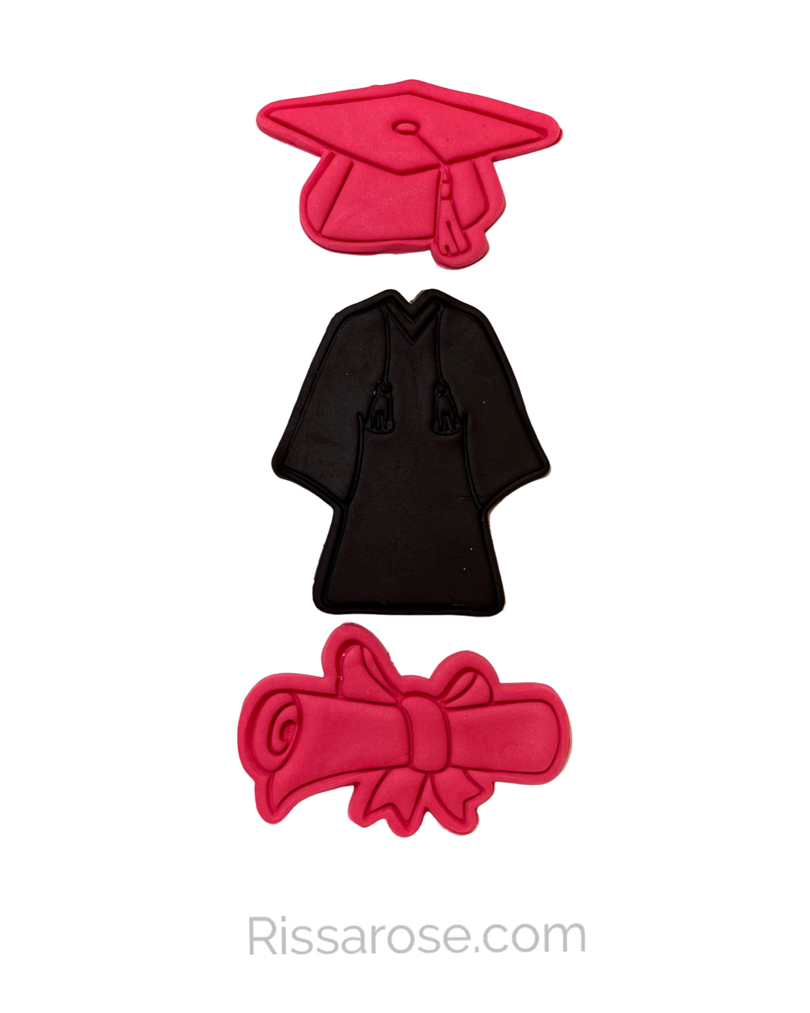 Graduation Cookie Cutter Stamp Scroll Hat Gown – rissarosecookiecutter