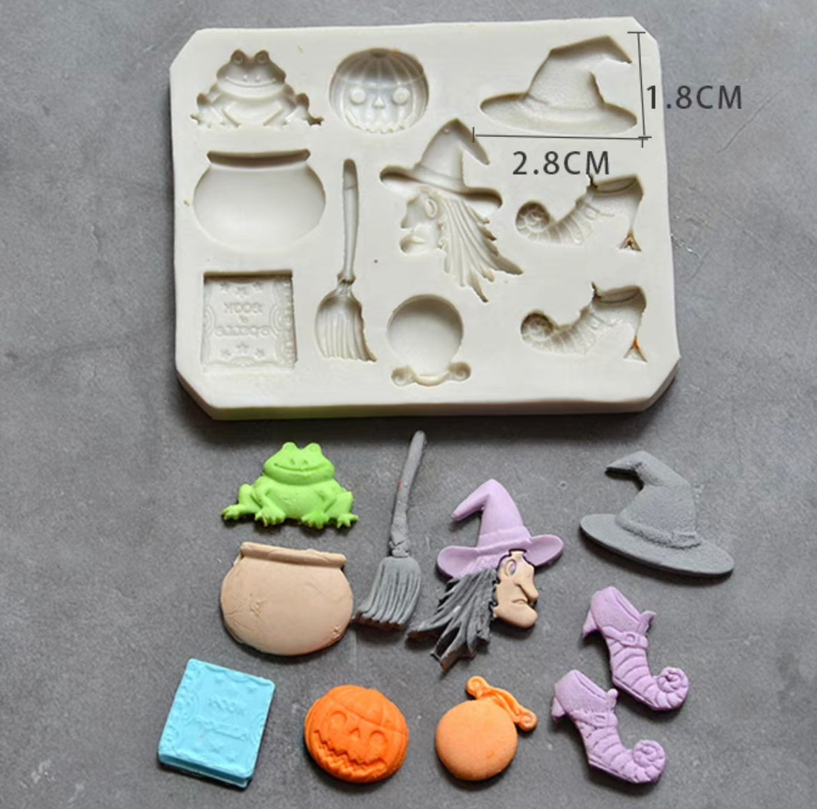 Halloween elements silicone mould ghost pumpkin witch hat black cat ...